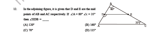 CBSE Class 9 Maths Lines and Angles MCQs with Answers